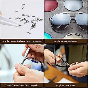 Eyeglasses Repair Kit, Sunglasses Repair Kit, Includes Glasses Screws and Screwdrivers, Glasses Nose Pads,Glasses Cloth, Tweezer, for Glasses, Sunglasses, Watch, Repair Kit - 500 Pcs