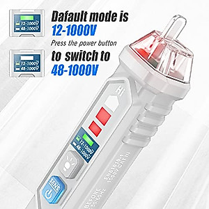 Voltage Tester 12V-1000V/48V-1000V, DIAFIELD Non Contact AC Voltage Tester, Flashing LED and Audible Warning Alarms, Batteries Included
