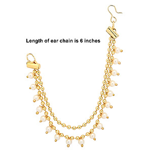 Jwellmart Indian Bollywood Gold Plated Faux Pearl Ear Chains for Earring support Traditional Jewelry