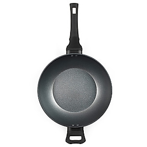 Russell Hobbs RH01860EU7 28 cm Wok - with Glass Lid, Non-Stick Tall Design Induction Pan, Metal Utensil Safe, Use Little to No Oil, Easy-Clean, High Endurance Surface, Crystaltech Graphite Collection