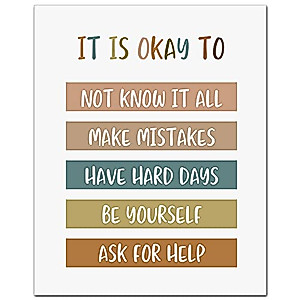 Boho Classroom Decor It Is Okay To Be Yourself Classroom Wall Decor Teacher Gift Child Art Playroom Decor Classroom Quotes - UNFRAMED (8X10 INCH)