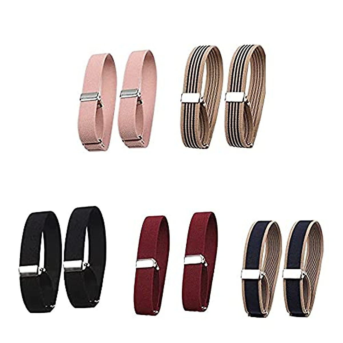 Lokusel 5Pairs Elastic Armbands Anti-Slip Shirt Sleeve Holders for Men Women,Adjustable Arm Shirt Garters Hold Up Sleeve Garters Garters Shirt Sleeve Holders