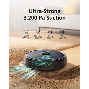 eufy RoboVac L35 Hybrid Robot Vacuum and Mop with 3,200Pa Ultra Strong Suction, iPath Laser Navigation,Multi Floor Mapping,Advanced App Control,Controllable Water Tank,Compatible with Alexa(Renewed)