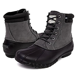 Nautica Mens Duck Boots - Waterproof Shell Insulated Snow & Rain Boot - Winter Shoe - Channing-Charcoal/Black-12