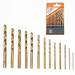 CHEW STEEL TOOLS Metric M35 Cobalt Steel Extremely Heat Resistant Twist Drill Bits with Straight Shank Set of 13pcs to Cut Through Hard Metals Such as Stainless Steel and Cast Iron
