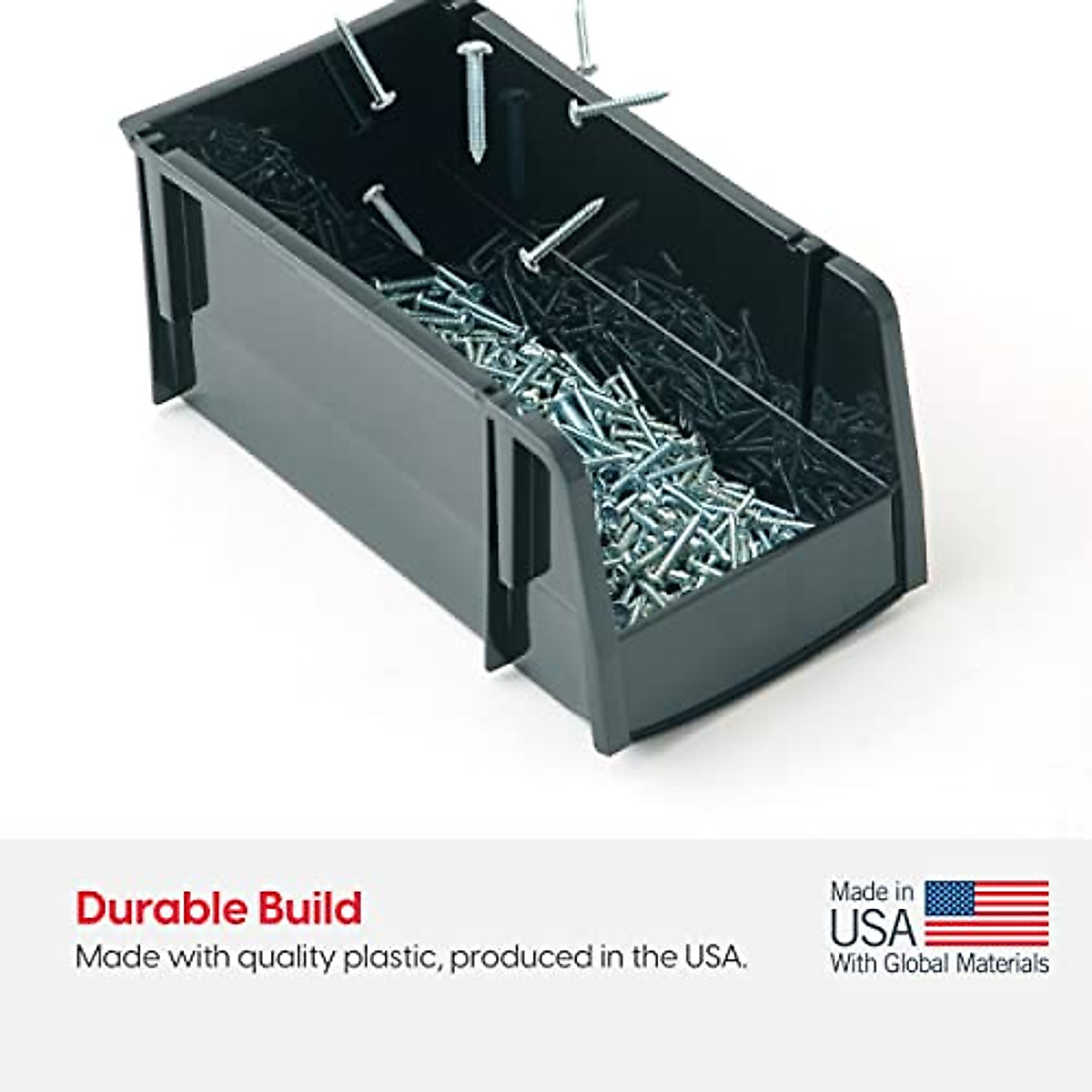 IRIS USA Inc. 13" x 6" x 5" Large Plastic Stackable Open Front Organizer bin Caddy Basket for Refrigerator Freezer Kitchen Pantry Cabinet Workshop Garage Classroom Office Crafts Supplies 8 Pack Black