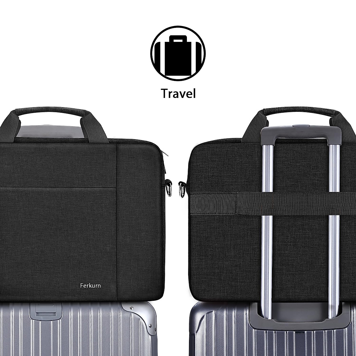 Ferkurn Laptop Bag Women Men Computer Bag Compatible with HP Envy Pavilion Omen/LG Gram/MSI/Dell Inspiron XPS/Lenovo/Acer, Shoulder Strap Carrying Briefcase Messenger Bag Case, Black, 14 Inch