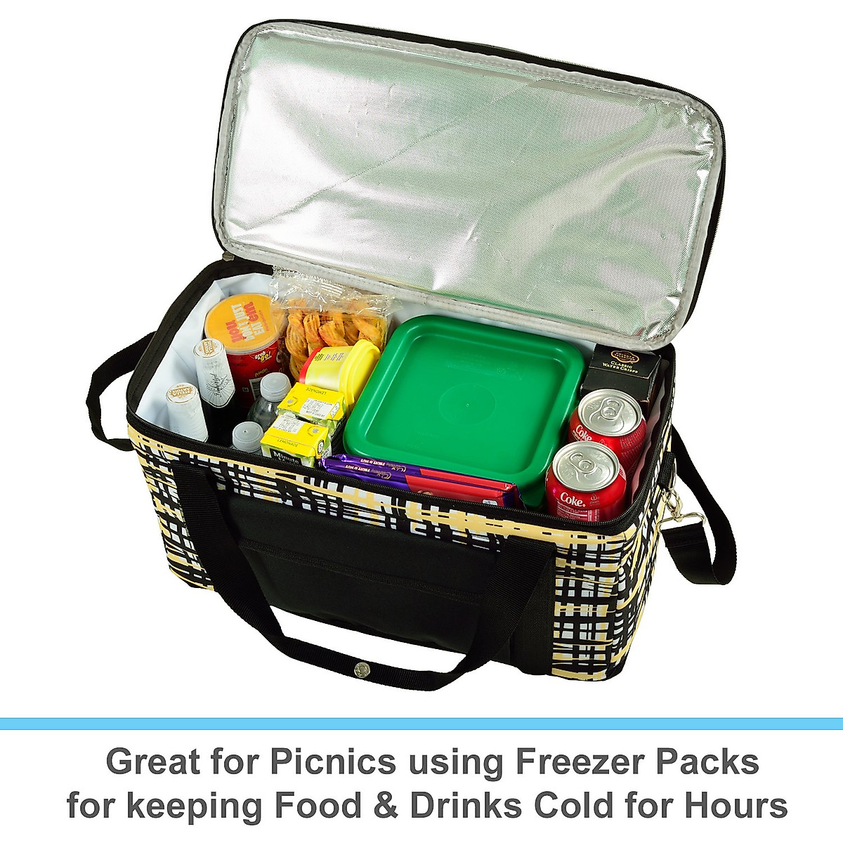 Picnic at Ascot 42 Can Capacity Semi Rigid Collapsible Leakproof Cooler- Designed & Quality Approved in The USA - Yellow/Black