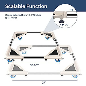SPACECARE Mini Fridge Stand Furniture Dolly Mobile Roller with 4 Locking Wheels-Base Adjustable Refrigerator Washing Machine Stand Moving Cart- Appliance Dolly Cart Roller Pedestal -Off White
