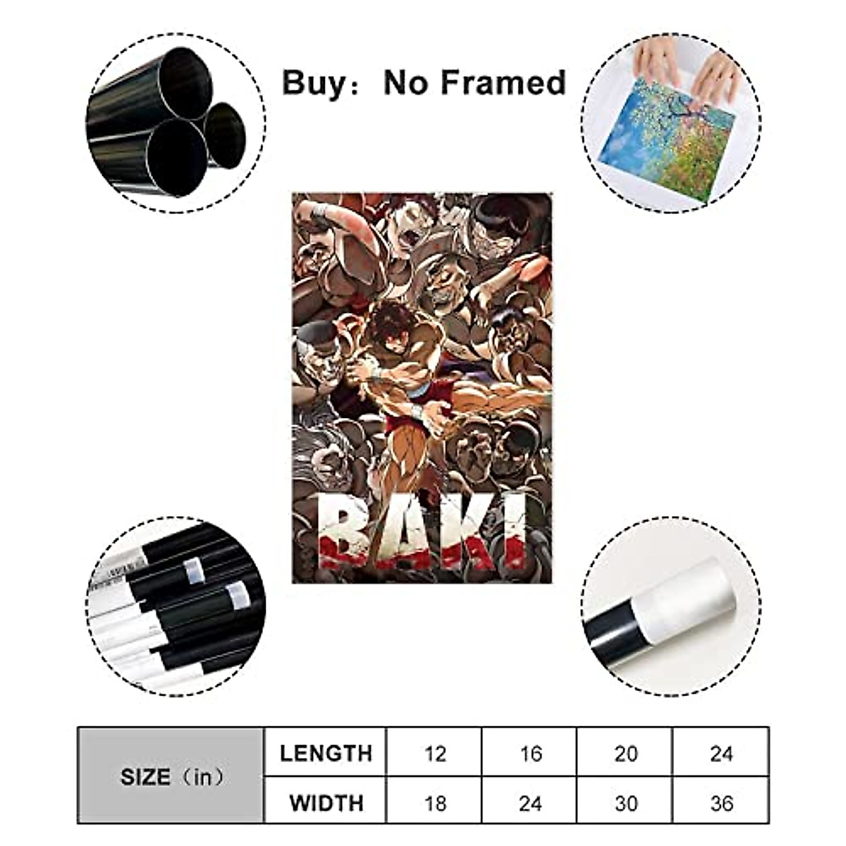 YYUU Gurappura Baki Poster Baki Hanma Poster Baki Poster (18) Canvas Poster Posters for Room Aesthetic Art Poster Print Poster 12x18inch(30x45cm) Unframe-style
