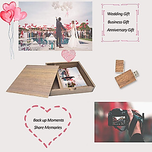 32GB USB3.0 Wood Flash Drive with Wood Gift Box, FEWINA Wooden USB Drive 32G USB 3.0 Super-Speed Thumb Drive Jump Drive Wooden Box Ideal Gift for Birthday/Anniversary/Wedding (6.73x6.73x1.38inch)