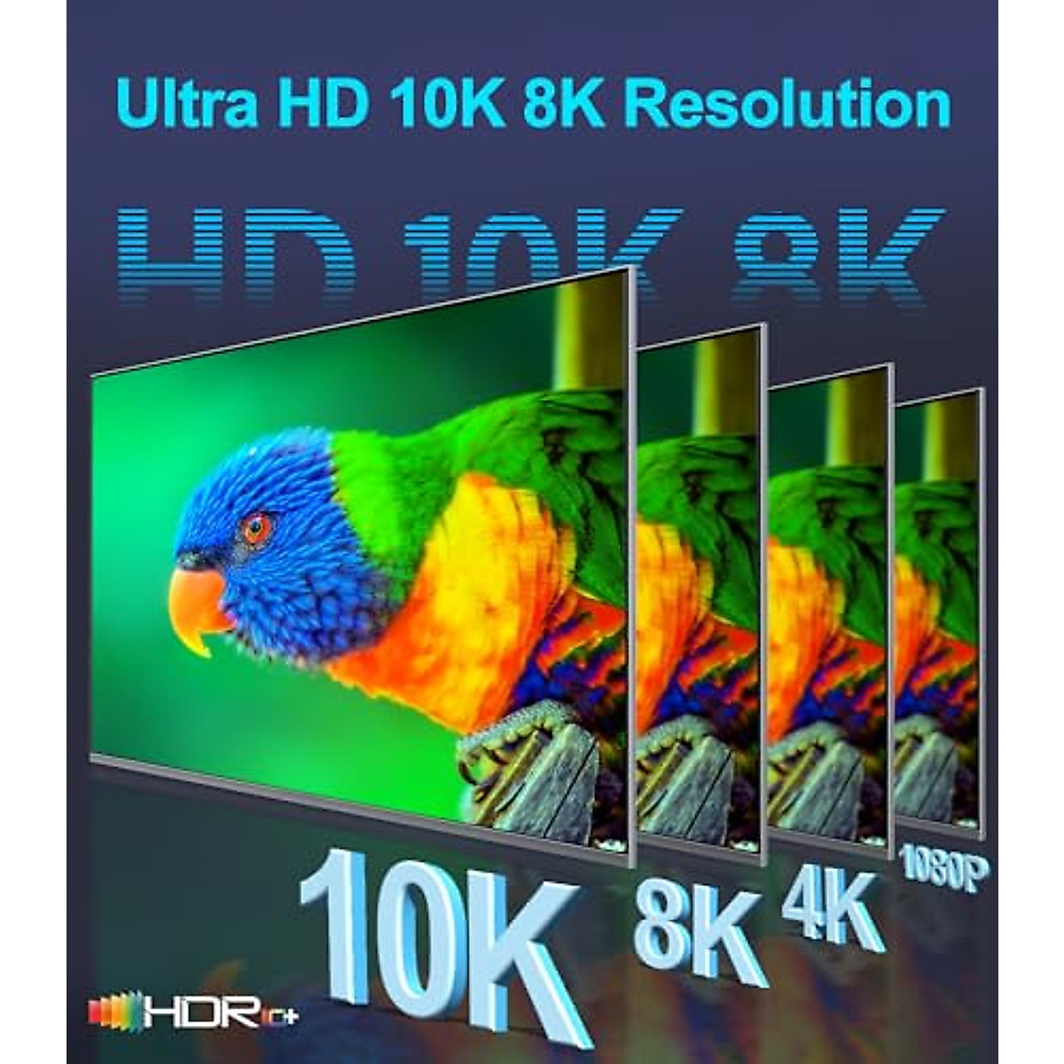 Sniokco 10K 8K HDMI 2.1 Cable 16FT, Certified 48Gbps Ultra High Speed HDMI® Cable 4K 240Hz 165Hz 120Hz 8K 60Hz eARC HDCP2.3 HDR10+ Compatible with PC TV Monitor Projector Ro-ku Sky-Q PS5 X-Box