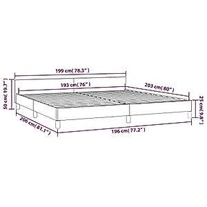 vidaXL Bed Frame with Headboard Home Indoor Bed Accessory Bedroom Upholstered Double Bed Base Furniture Dark Gray 76"x79.9" King Velvet