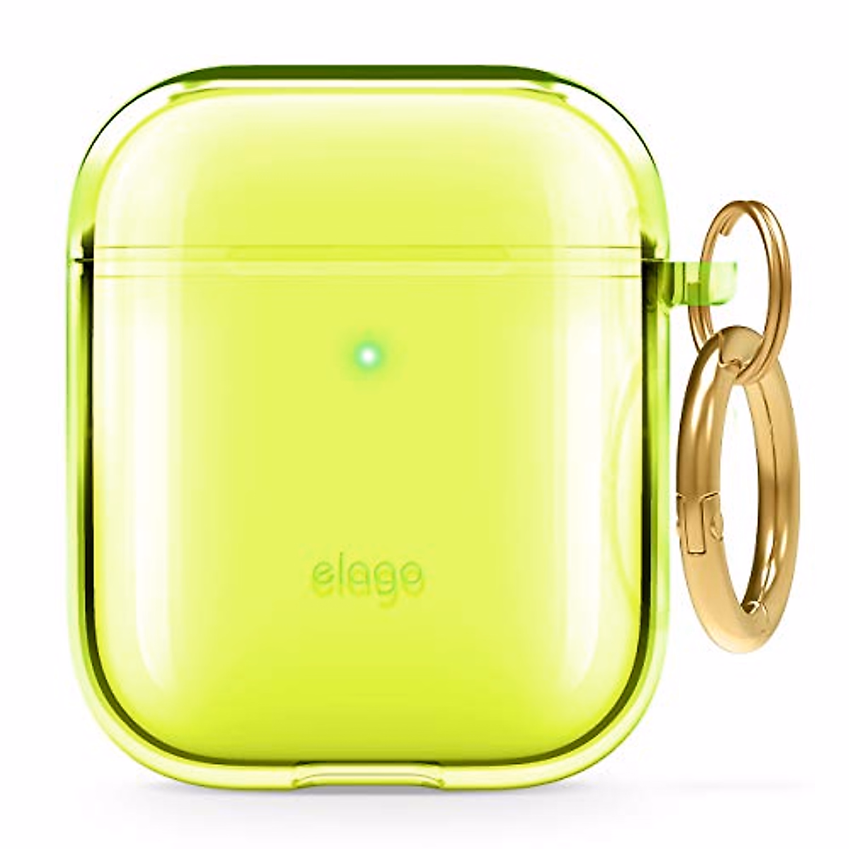 elago Clear Airpods Case with Keychain Designed for Apple Airpods 1 & 2 (Neon Yellow)