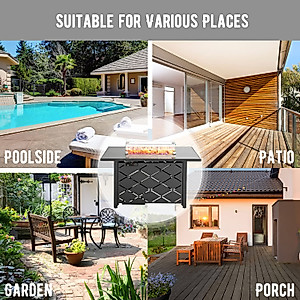 43 in Propane Fire Pit Table,Fire Pit Table with Glass Wind Guard,60,000 BTU Auto-Ignition Gas Fire Pit,CSA Certification and New Black Tempered Glass Tabletop ,for Outdoor, Patio