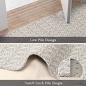 Area Rugs 3x5 Bedroom Rugs Washable Non-Slip Rubber Backed Farmhouse Cotton Woven Throw Rugs Low Pile Floor Carpet Bohemian Indoor Rug for Entryway, Kitchen, Living Room, Tan Cream