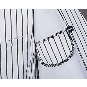 Mens 3 Piece Pinstripe Suit Slim Fit Casual Dress Suits Blazer + Vest + Pants US Size 38 (Asian Size 3XL) White