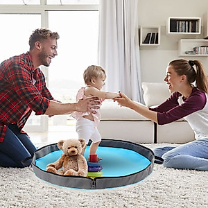 BBpara - Toy Storage Bag and Play Mat for Building Bricks & Blocks - Portable Zipper Toy Storage Bag - Designed for Kids entertainment and toy storage to keep the room neat & tidy - Blue