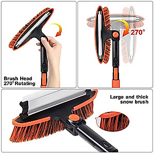 YUICHH 57 inch Car Snow Brush with Ice Scraper and Squeegee for Car Windshield, Extendable Snow Scraper and Brush for Car SUV Truck Bus Boat Detachable, Snow Removal, Frosting Removal, Shovel Ice
