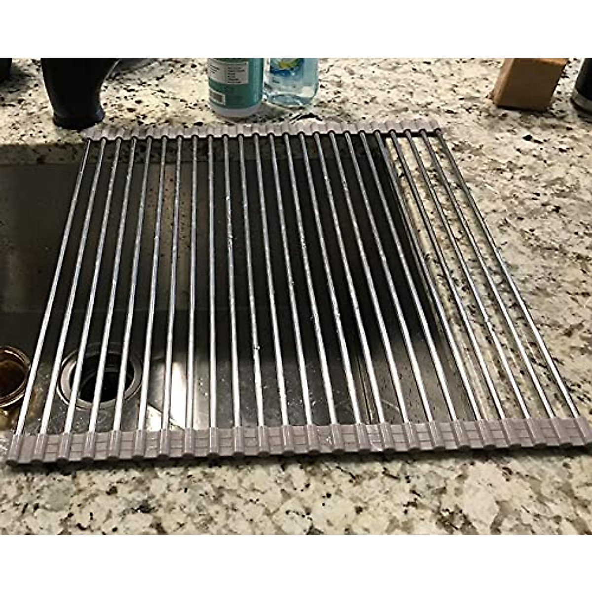 Ahyuan Roll up Dish Drying Rack Over The Sink Dish Drying Rack Dish Racks for Kitchen Counter Dish Rack Over Sink Camper Accessories Dish Drying Rack (Gray, 16.9''Wx17.7''L)