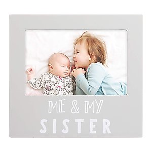 Pearhead Me & My Sister Sentiment Photo Frame, Big Sister or Brother Gift, Sibilng Pictures, Gray
