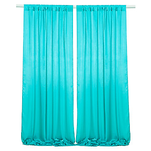 SHERWAY 9.6 Feet x 10 Feet Aqua Silky Soft Curtain Wedding Backdrop Drapes, Slightly Shiny Satiny Window Curtains for Party Ceremony Decoration