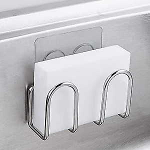 Sponge Holder Sink Caddy for Kitchen Accessories, No Drilling Adhesive ,Rustproof SUS304 Stainless Steel