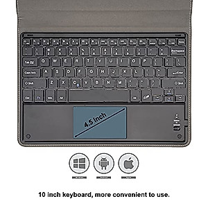 Tzyyy Universal Keyboard Case for 9-11 inch Tablet, Durable PU Leather Cover with Detachable Magnetic Keyboard and Adjustable Silica-Gel Fixing Band
