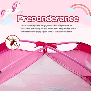 MountRhino Kids Play Tent 48”x48”x42” Pink Unicorn Princess Playhouse Tent for Kids Indoor Outdoor Children Dome Tent for Girls Boys Camping Playground Perfect Kid’s Gift