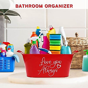 Ja'Cor Love You Always Red Plastic Oval Buckets with Handles, Wedding Valentines Day Gifts Gift Baskets Organizer Storage Containers Ice Bucket Party Holiday Decorations with 1-Pc Ja'Cor Spatula