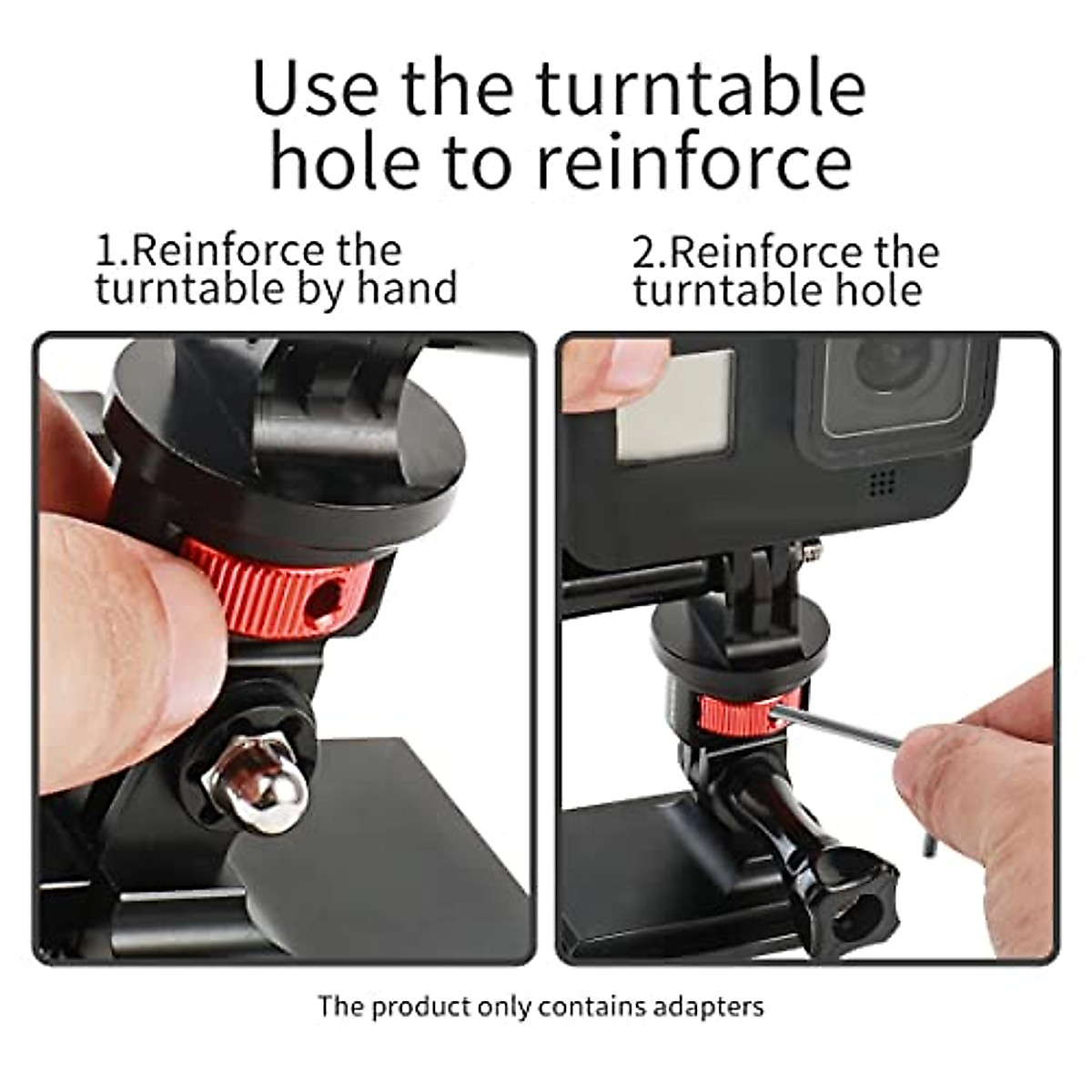 FEICHAO Upgraded Universal Camera Mount Adapter 360 Degree Swivel 1/4" Screw Converter CNC Aluminum Metal Compatible with Gopro Hero 10 9 8 7, Eken, Insta360 One X X2 R Action Camera (Black)