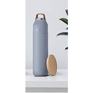 Stainless Steel Vacuum Insulated Water Bottle With Handle Lid - 500ml - Modern, Minimalist And Sleek Design (Blue)