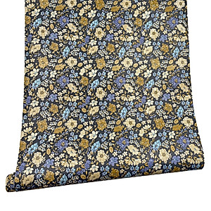 Yifely Self-Adhesive Shelf Liner Removable Drawer Paper Refurbish Old Furnitures Makeup Dresser Nightstands, Retro Floral, 17.7 Inch by 9.8 Feet