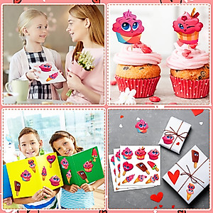 FaCraft 216PCS Valentine's Day Stickers for Kids,Sweet Cupcake Ice Cream Dessert Stickers Funny Valentines Day Labels Sticker for Envelopes Cards Scrapbooking Valentine's Decorations