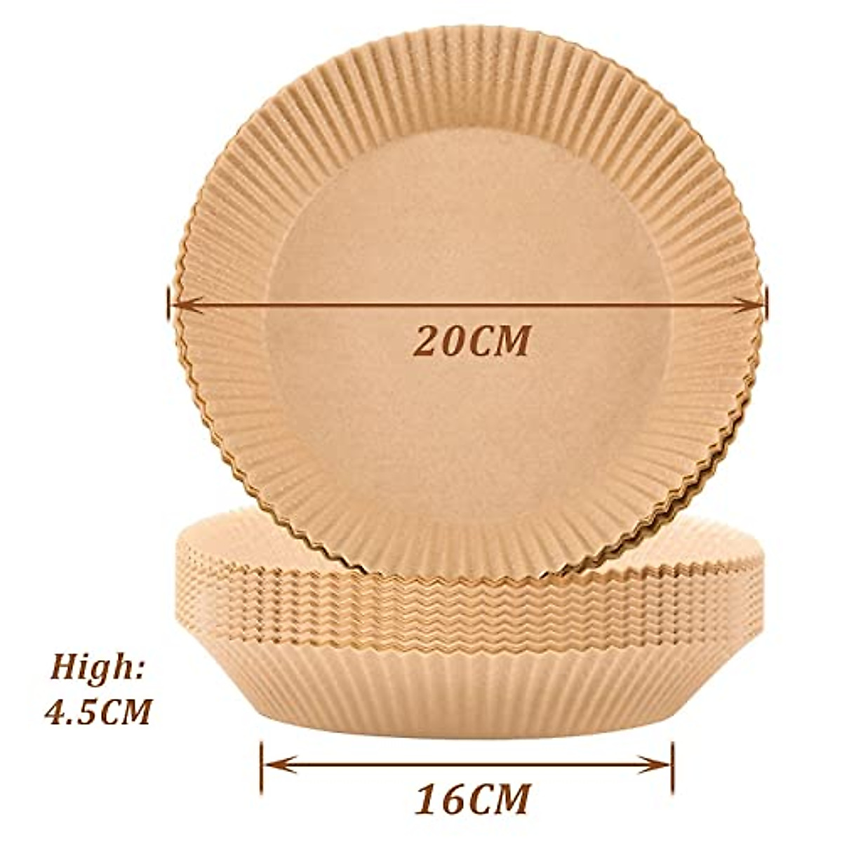 XWNZQDD Air Fryer Disposable Paper Liner, 100pcsNon-stick Disposable air Fryer Liner, Oil Proof, Waterproof, Suitable For air Fryer, Microwave Oven, Baking Cooking (100Pcs-6.3 inch), Yellow, 7.8x7.8