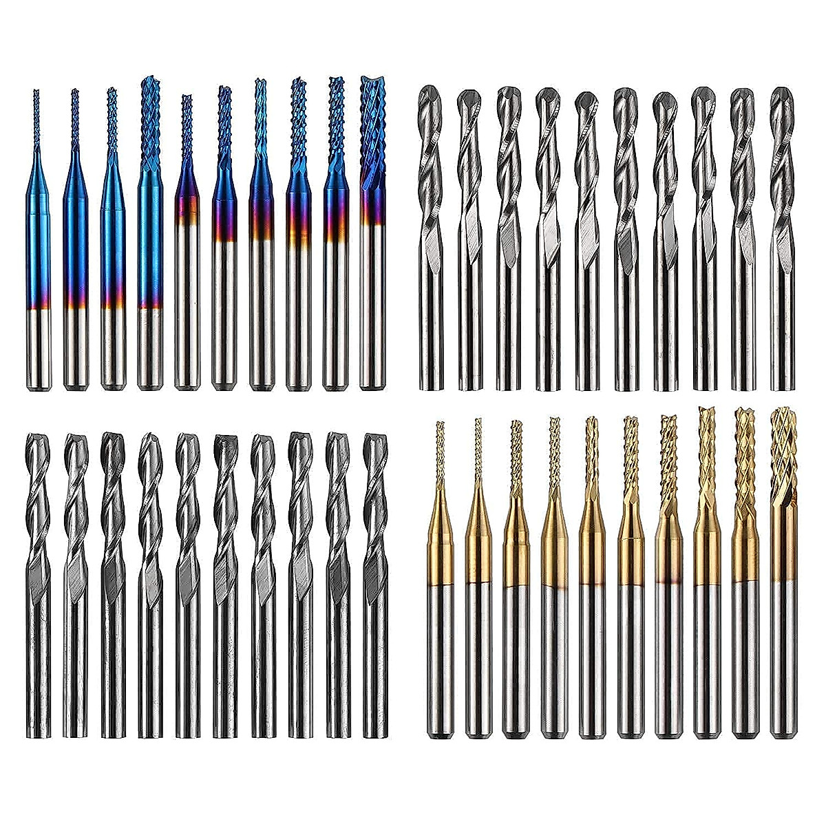 Genmitsu CNC 3018-PRO Router Kit Milling Engraving Machine + 40PCS End Mill CNC Router Bits (2 Flutes, 1/8" Shank)