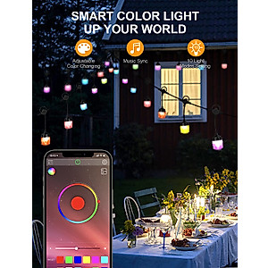 NPET Led Outdoor String Lights,Waterproof Edision Bulbs with RGB Color，Music Sync，Shatterproof WiFi Control Patio Lights，Commercial Grade Outside Lights for Indoor Outdoor,Home Decor,Wedding Party