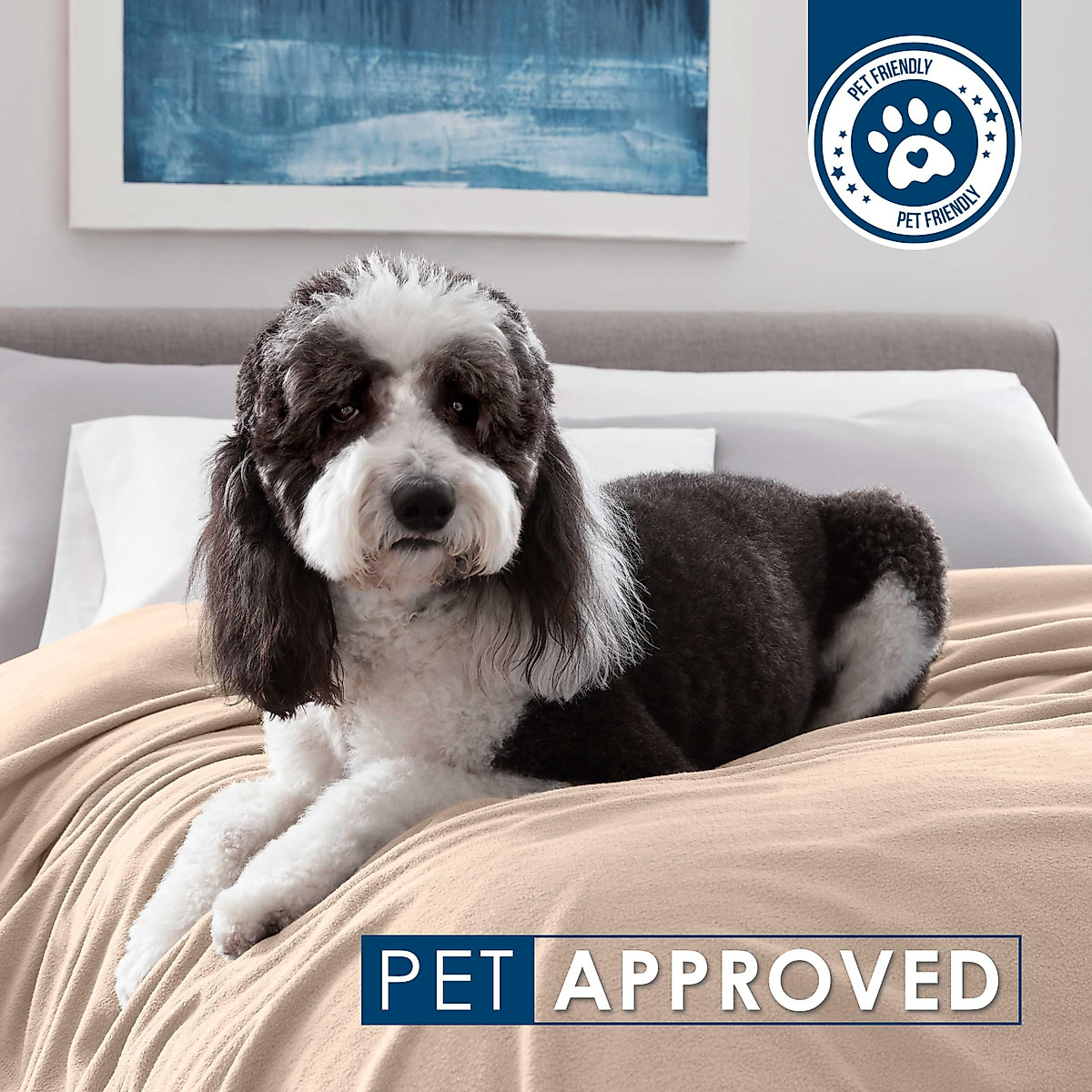 Martex 1B06849 Super Soft Fleece Lightweight Reversible Cozy Warm Sofa Blanket Low Lint Luxury Hotel Style All Seasons Layering Solid Pet Friendly Twin Size Bed and Couch Blankets, Twin, Beige