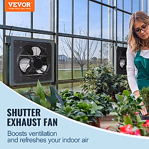 VEVOR 14'' Exhaust Fan with Temperature Humidity Controller, 1513 CFM, 10-Speed Adjustable Wall Mount Attic Fan, Ventilation and Cooling for Greenhouses, Garages, Sheds, ETL Listed