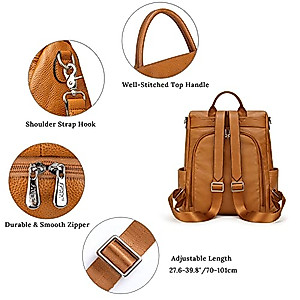 S-ZONE Genuine Leather Backpack Purse for Women Fashion Anti-theft Rucksack Ladies Shoulder Bag Medium