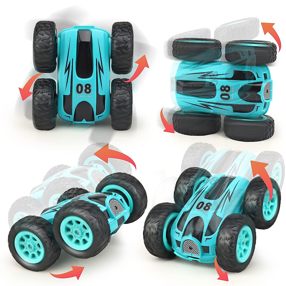 Meryi Mini Stunt RC Cars Toy, 4WD 2.4Ghz Remote Control Car Double Sided Rotating Vehicles, Kids Toy for Boys & Girls Birthday, No Battery