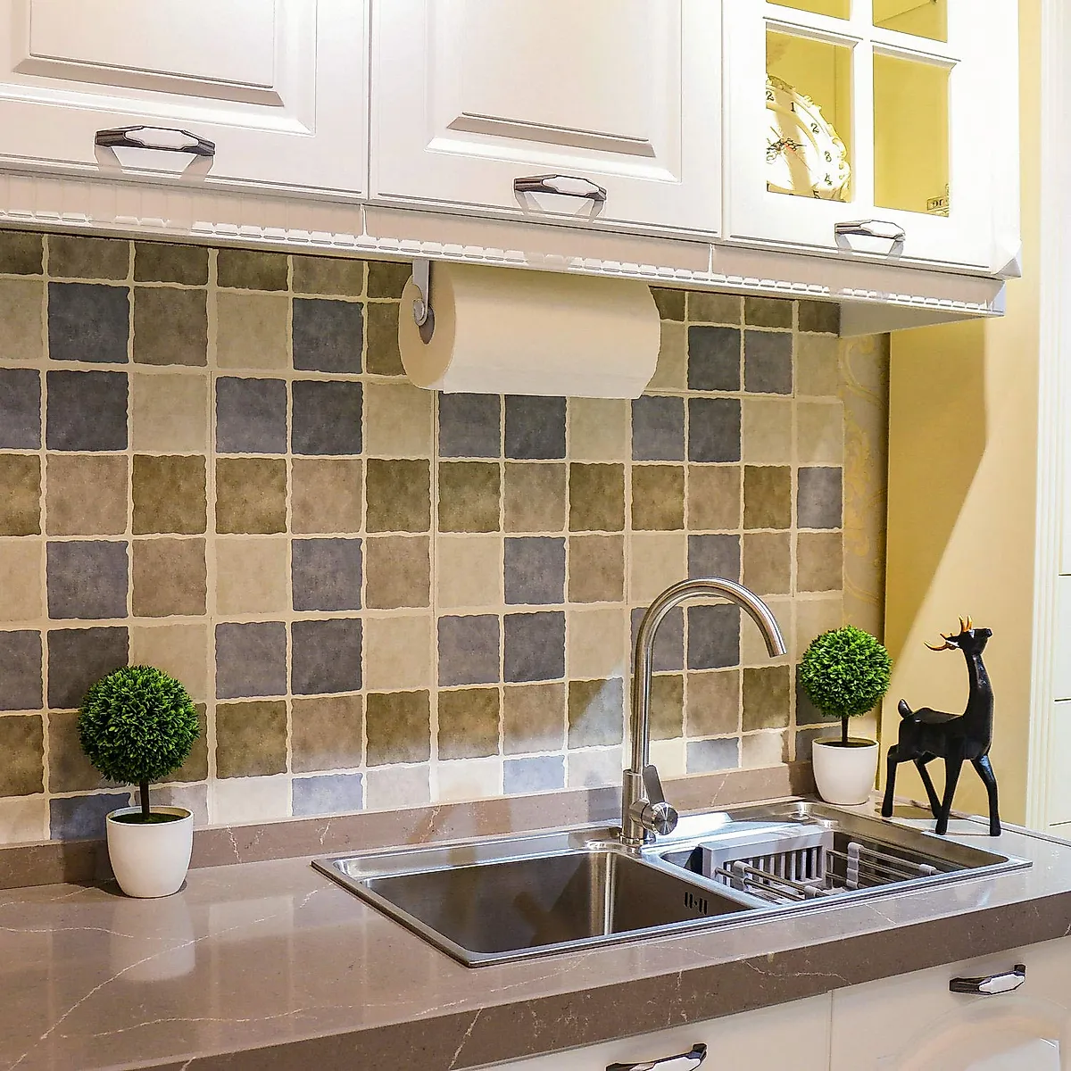 simpletome Kitchen Paper Towels Holder Under Cabinet Adhesive or Drilling Installation Brushed SUS304 Stainless Steel (Silver)