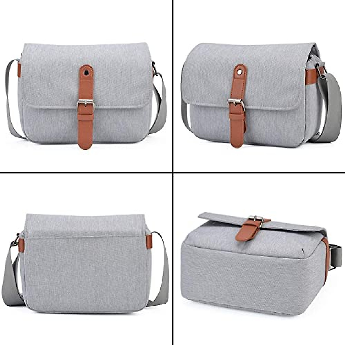 CADeN Compact Camera Shoulder Bag Case Compatible for Nikon, Canon, Sony SLR/DSLR Mirrorless Cameras and Lenses Waterproof Gray
