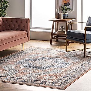 nuLOOM Westlyn Faded Medallion Area Rug, 5' 3" x 7' 3", Rust