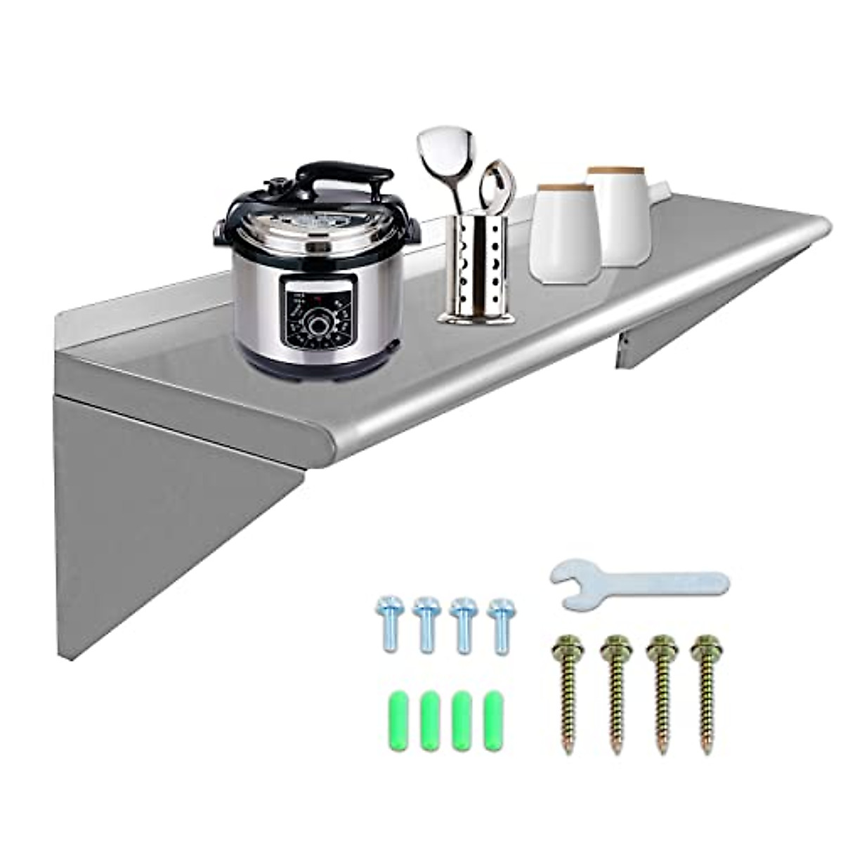 STEELBUS 12''x48'' - 2packs Wall Mounted Stainless Steel Shelf NSF Commercial Metal Wall Mount Floating Shelving for Kitchen, Restaurant, Food Truck,Garage,Washrooms,Home&Hotel