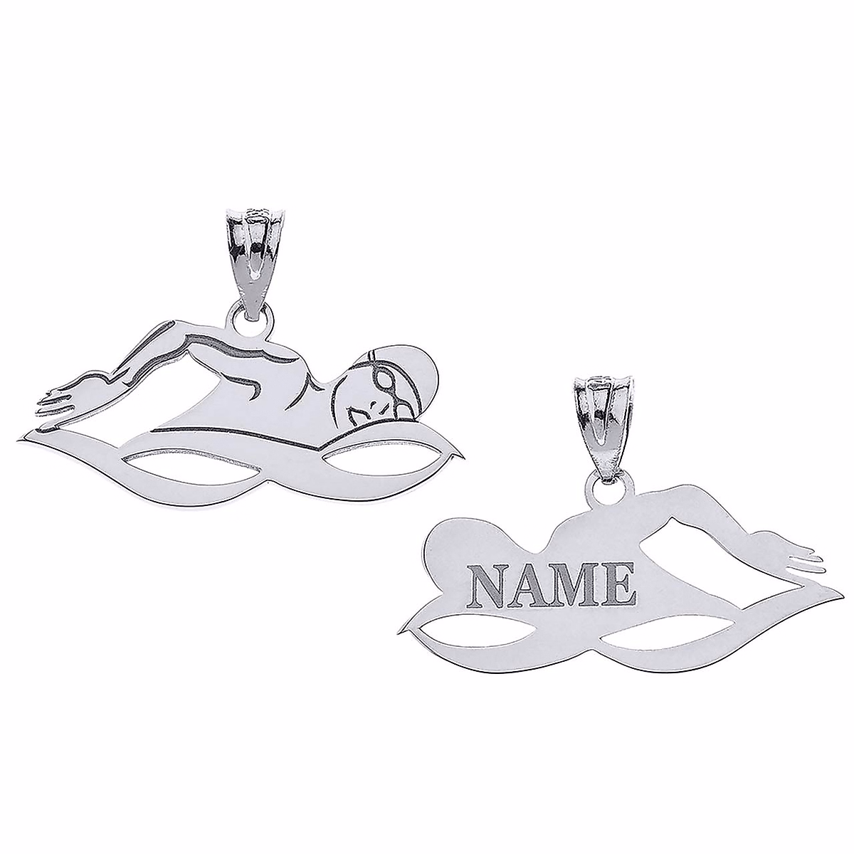 925 Sterling Silver Customized Swimmer Sports Charm Pendant with Your Name