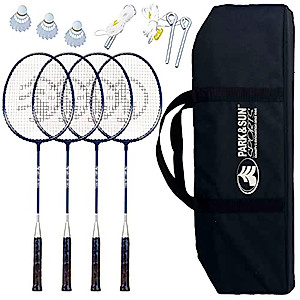 Park & Sun Sports Portable Outdoor Badminton Net System with Carrying Bag and Accessories: Sport Series