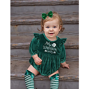 KANGKANG Baby Girl Clothes St Patricks Day My First St. Patricks Day Baby Girl Green Long Sleeve Romper with Leg Warmer 3pcs Baby Girl St. Patricks Day Outfit St Patricks Day Outfit Girls