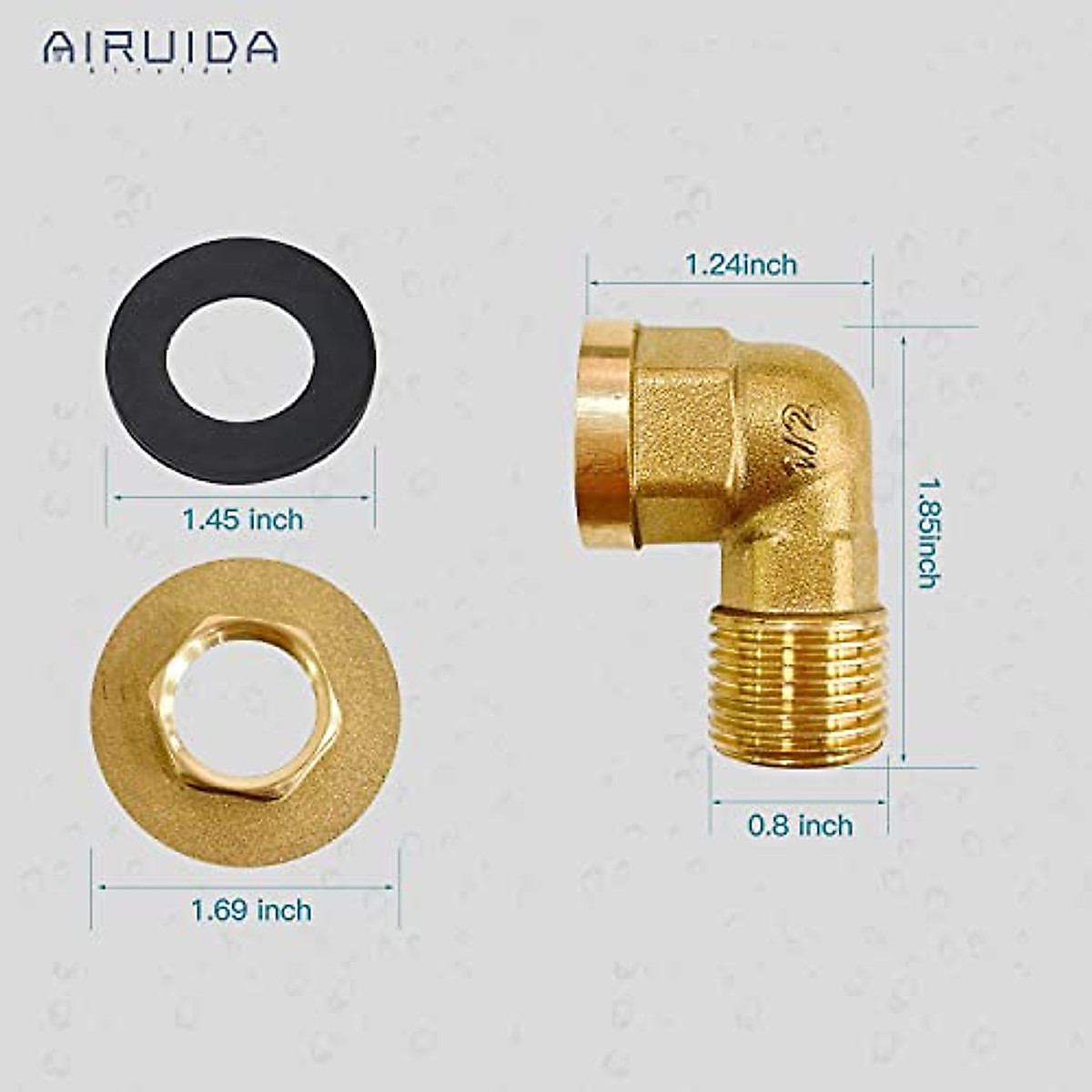 Mounted Installation Kit for Wall Mount Faucets Connector Set Stainless Steel Commercial Kitchen Prep Utility Sink 1/2" NPT Female to Male 90 Degree