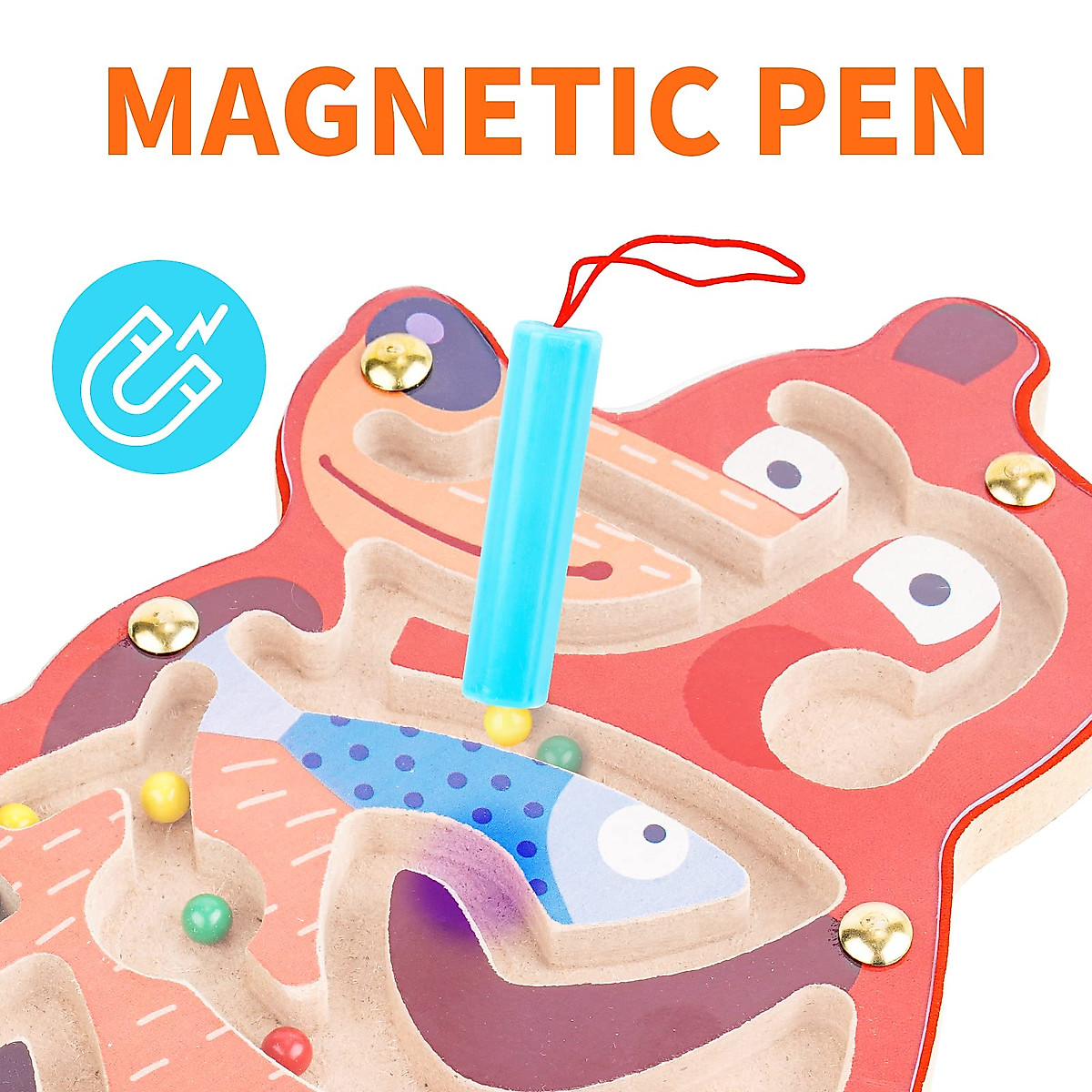 NiToy 4PCS Wooden Magnetic Maze Toys for Kids 3+, 7''x8'' Animal Interactive Puzzle Game Board Montessori Labyrinth STEM Activity Child Fine Motor Skill Development Preschool Birthday Gift (4 Animals)